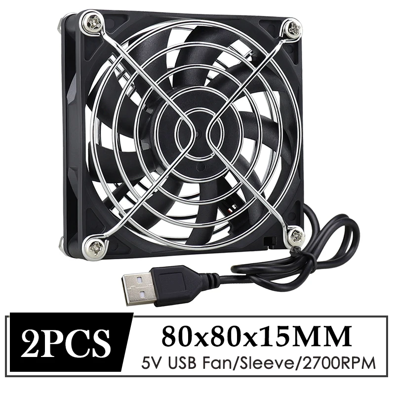 2Pcs-GDSTIME-80MM-Slim-Fan-DC-5V-USB-Fan-80x80x15MM-Brushless-Exhaust ...