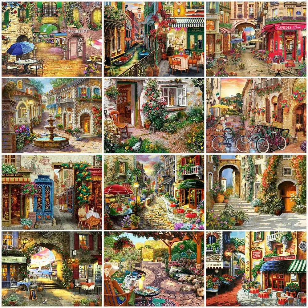 Peinture-Diamant-de-Maison-de-Rue-Brod-e-de-Strass-Bricolage-Artistique ...