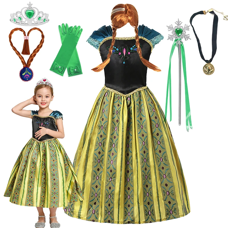 2024-Disney-Frozen-Anna-Dresses-Kids-Halloween-Cosplay-Princess-Dress ...