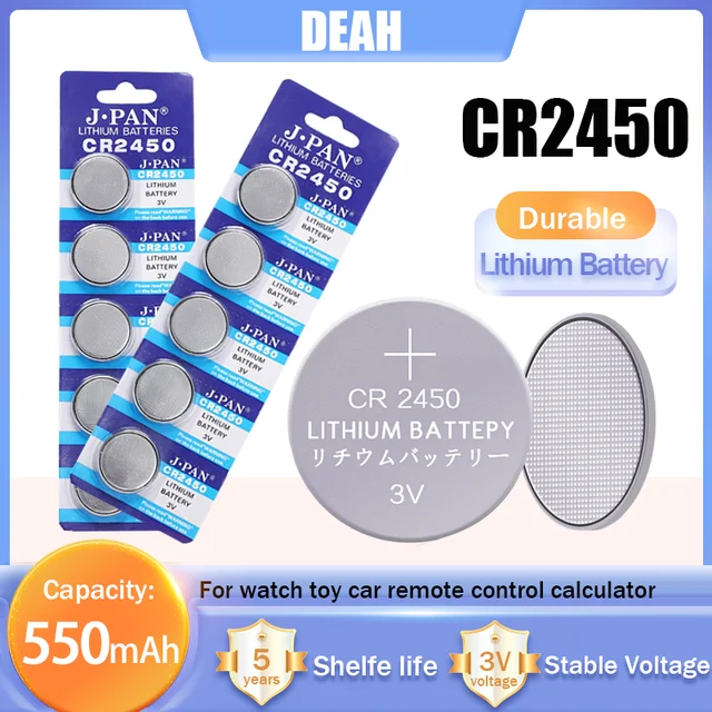 CR2450 CR 2450 3V Lithium Battery DL2450 BR2450 LM2450 KCR5029 For Toy ...