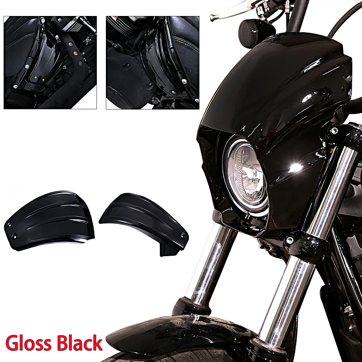 할리 소프테일 스트리트 밥 FXBB 2018 2022 용 전면 헤드 라이트 페어링 사이드 페어링 배터리 커버, 광택 블랙 ...