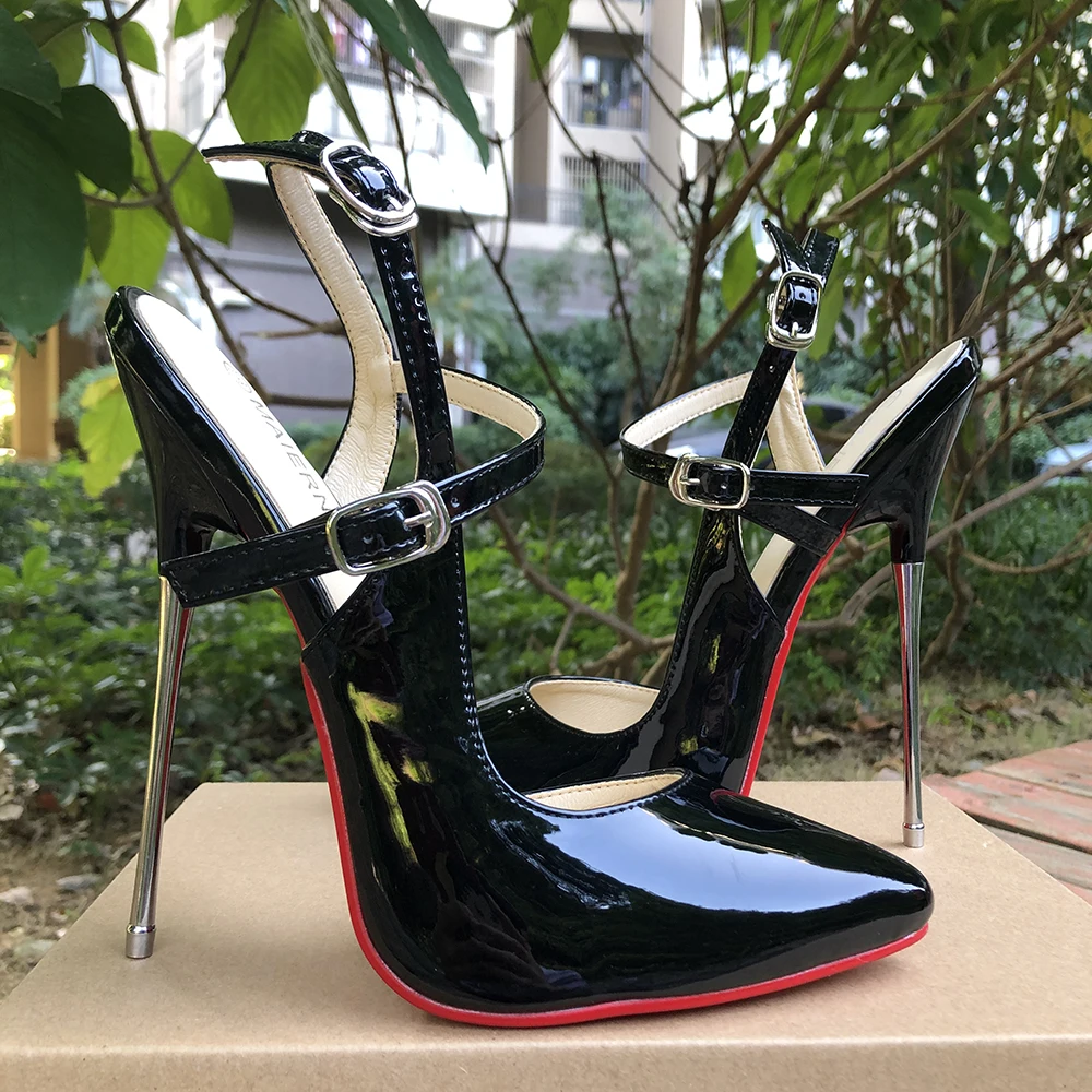 16cm Super Metal High Heels Stilettos Sexy Women Black Pumps Fetish ...