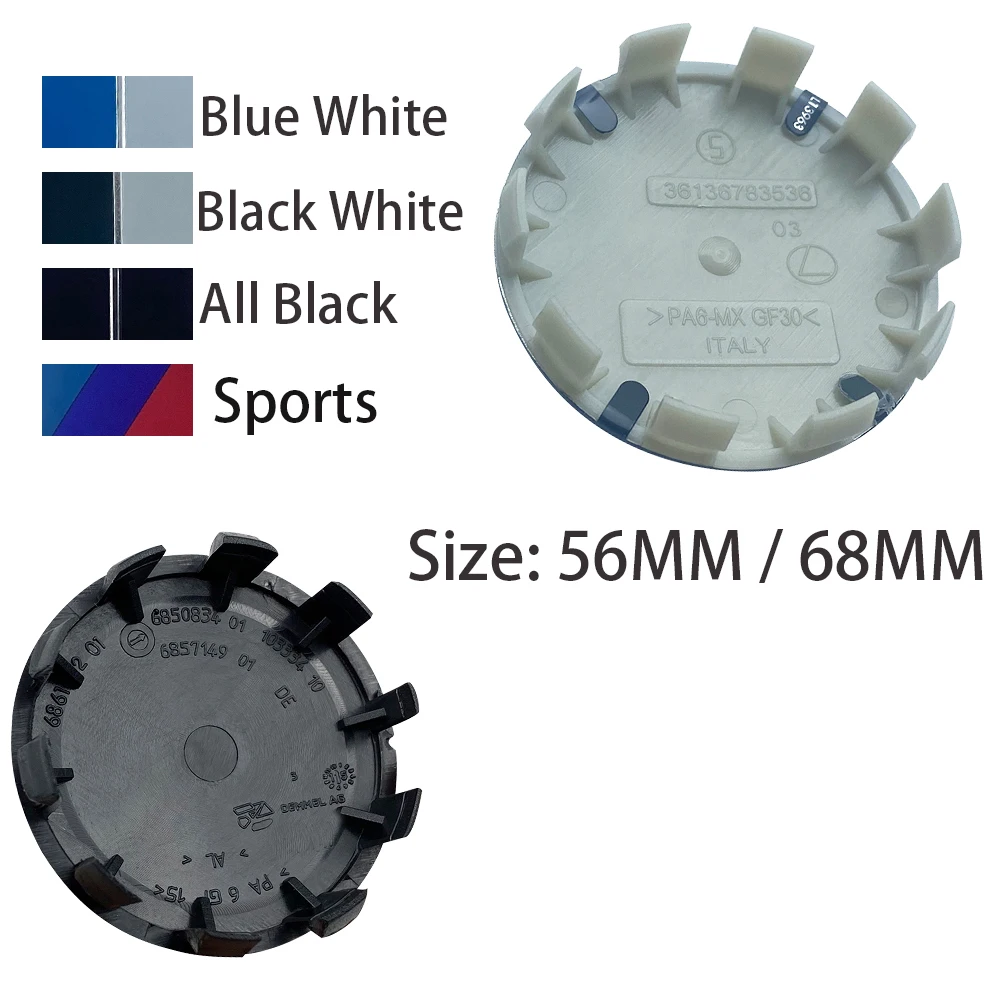 4pcs 56mm 68mm Rim Caps Cover For F30 F31 E34 E36 E70 E87 E39 Wheel ...