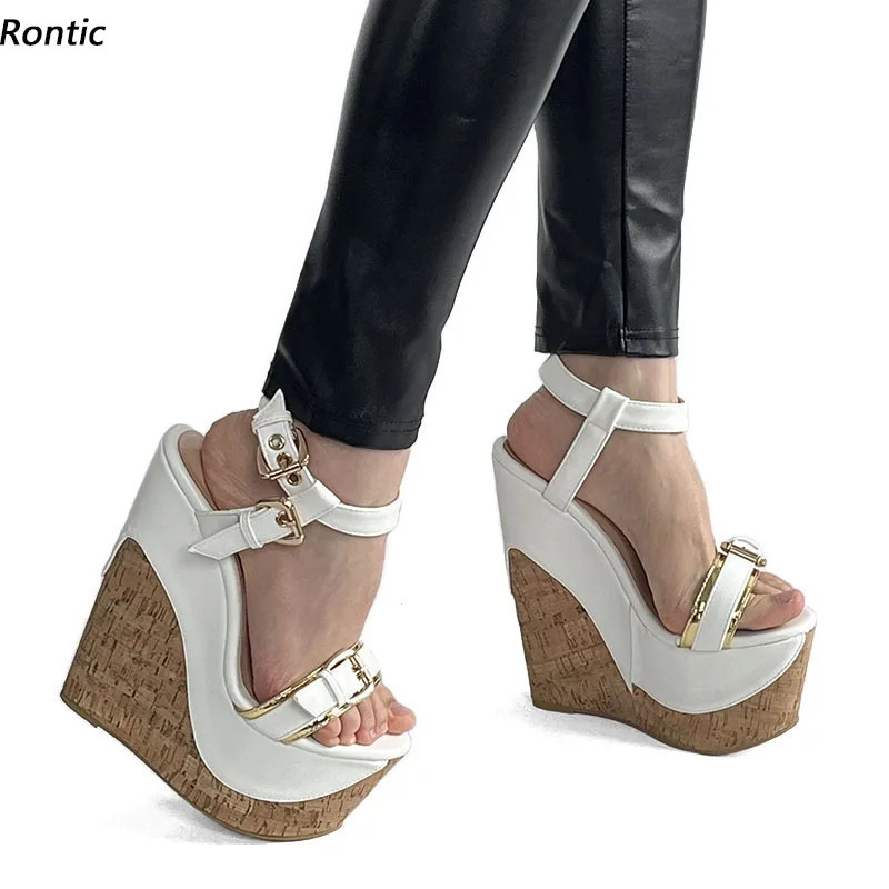 Rontic-sandalias-de-plataforma-de-gladiador-hechas-a-mano-para-mujer-cu ...