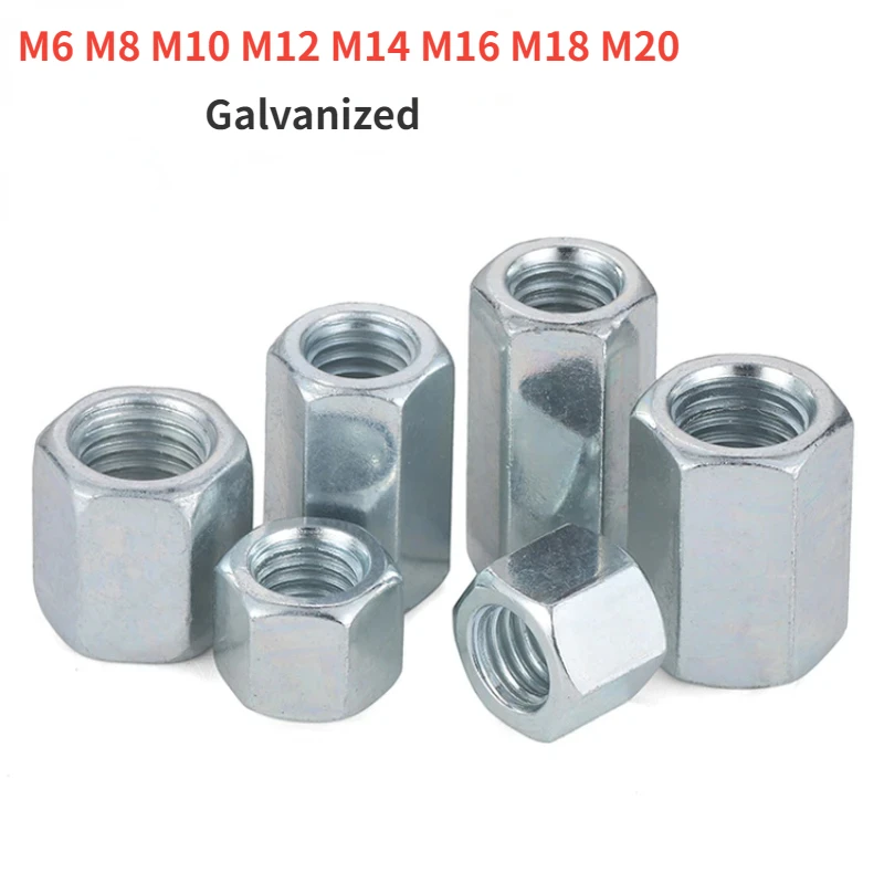 M6-M8-M10-M12-M14-M16-M18-M20-Galvanized-Hex-Rod-Coupling-Nuts ...
