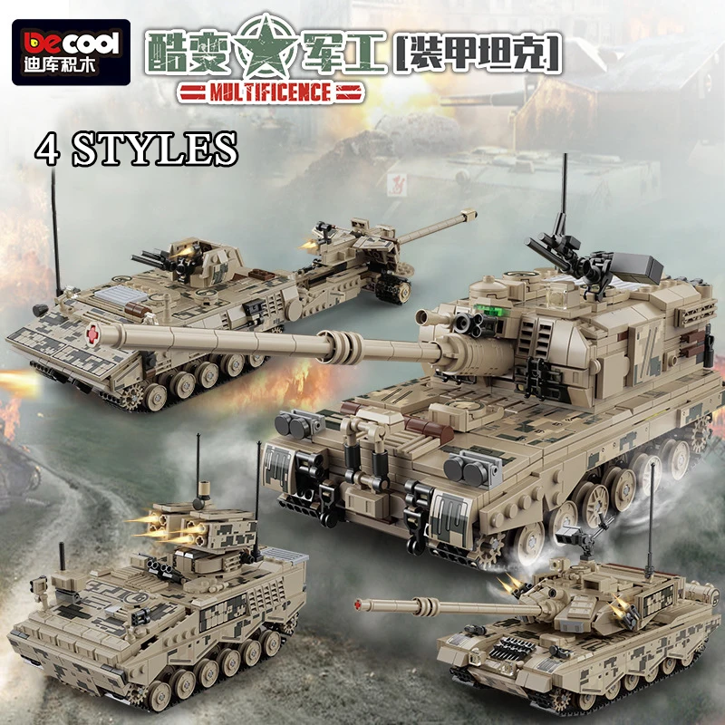 4-Different-Shapes-Military-Tank-Series-Changeable-Building-Blocks-Tank ...