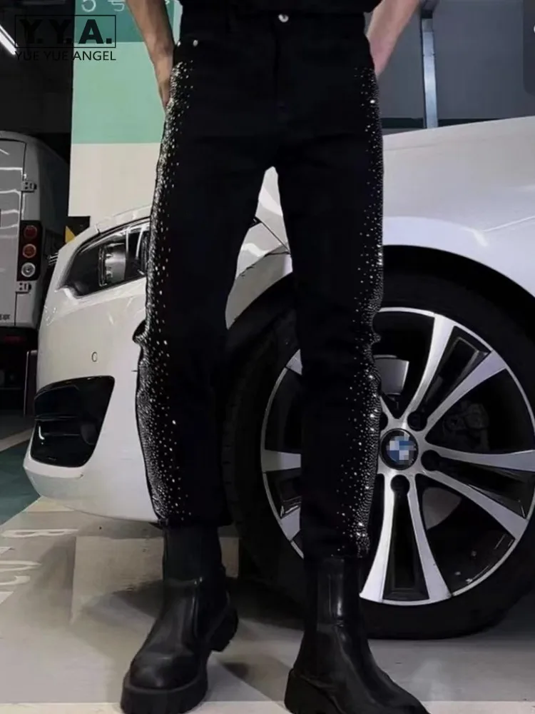 Shiny Diamonds Jeans Men Slim Fit Stretchy Pencil Pants Casual Night ...