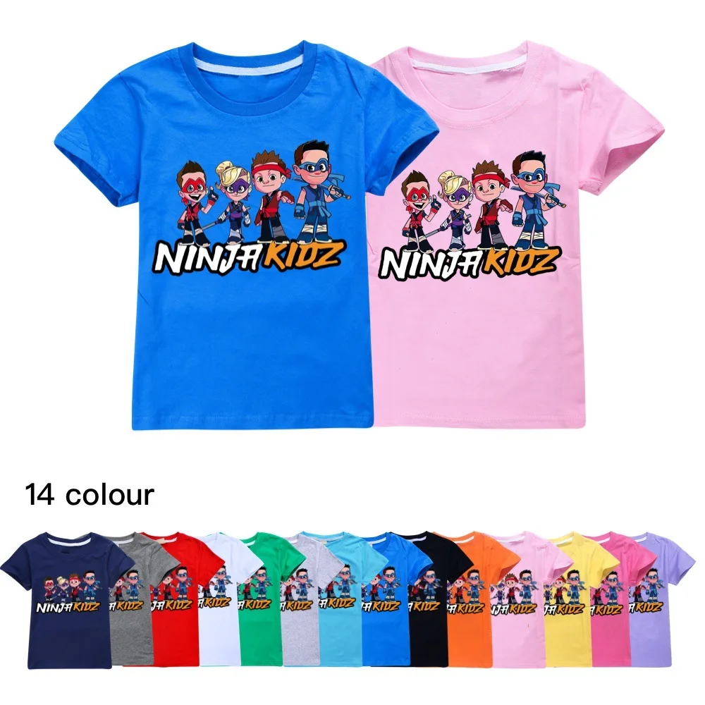 NINJA-KIDZ-T-Shirt-Boys-Girls-Short-T-Shirt-Summer-cotton-Kids-Top ...