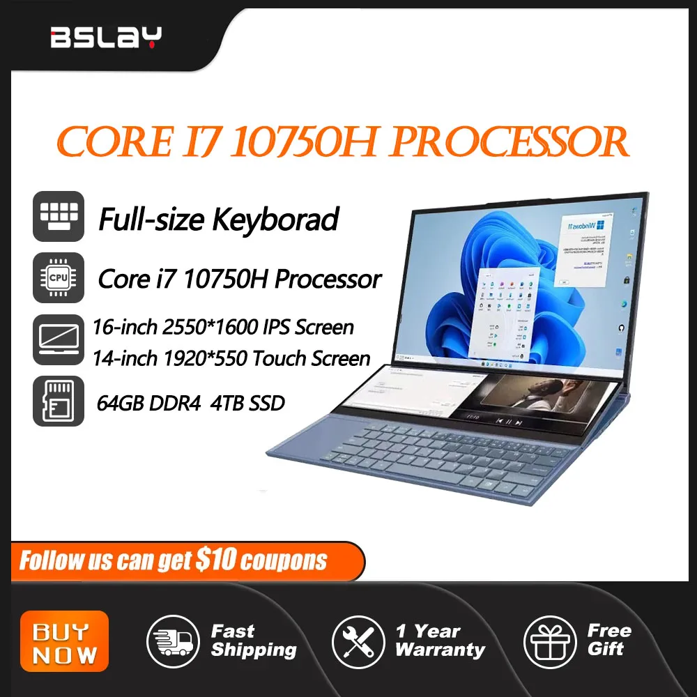 Dual-Screen-Laptop-16-1-Inch-14-1-Inch-Touch-Screen-Core-i7-10750H ...