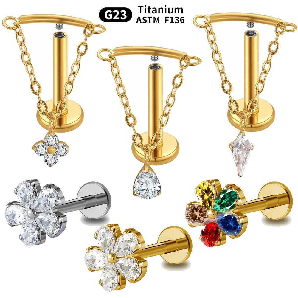 1PC-Zircon-Dangle-G23-Solid-Titanium-Cartilage-Earrings-Stud-16G ...