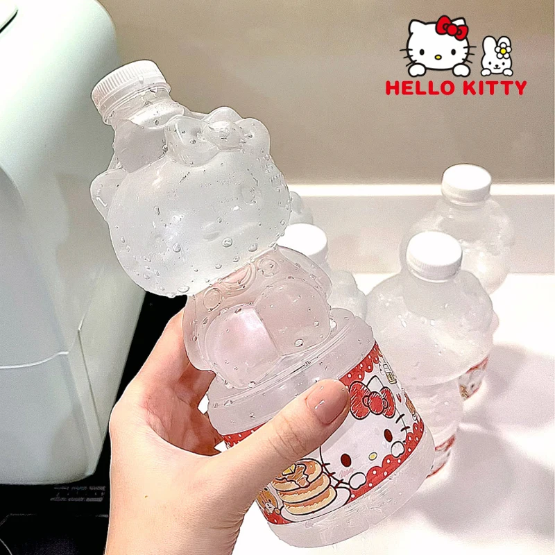Sanrio Hello Kitty Water Bottle Cute Cartoon Reusable Transparent Water Cup Leak-proof Homemade ...