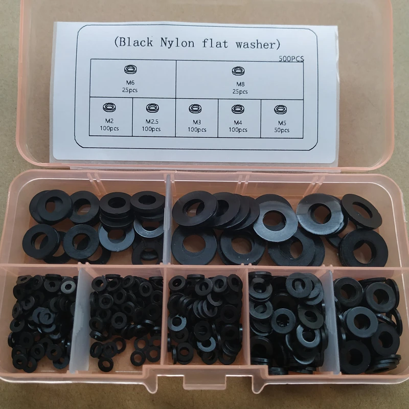 Rondelles plates en nylon, 500 pièces, M2, M2.5, M3 figuré, M5, M6, M8 ...