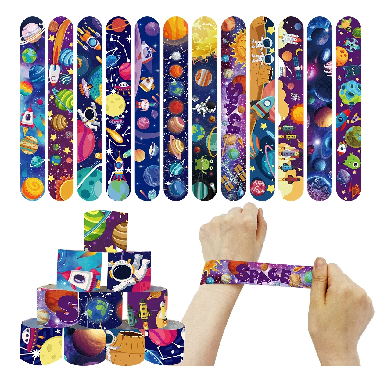 Space-Astronaut-Slap-Bracelets-Planet-Rocket-Papa-Circle-Gifts-Boy-1st ...