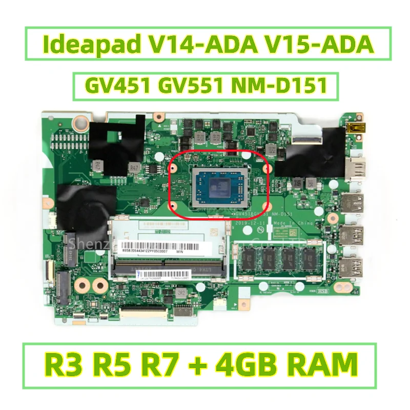 Gv451 Gv551 Nm-d151 For Lenovo Ideapad V14-ada V15-ada Laptop Motherboard With R3 R5 R7 Cpu 4gb ...