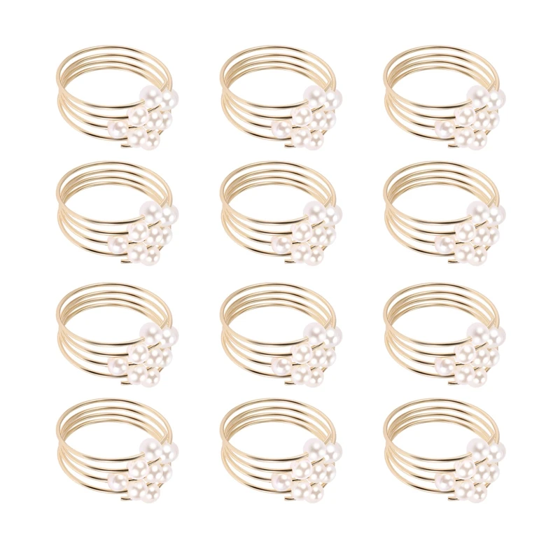 Set-Of-12-Gold-Pearls-Napkin-Rings-Weddings-Favors-Serviette-Napkin ...