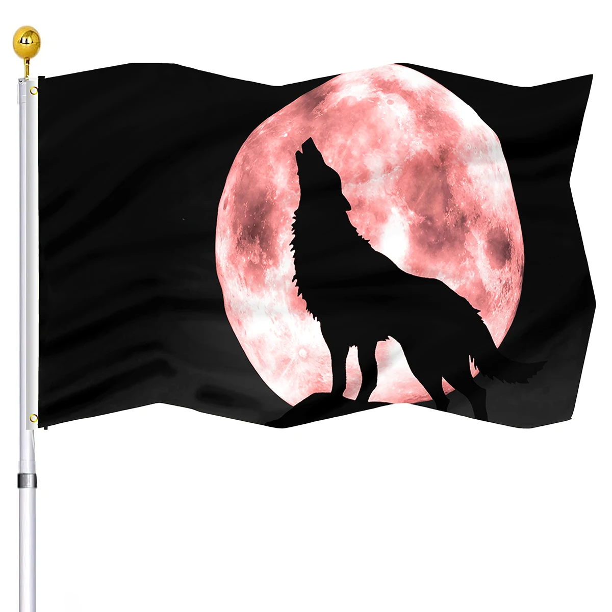 Wolf Flag Scary Red Moon Night Wolf Howl Flags College Dorm Yard ...