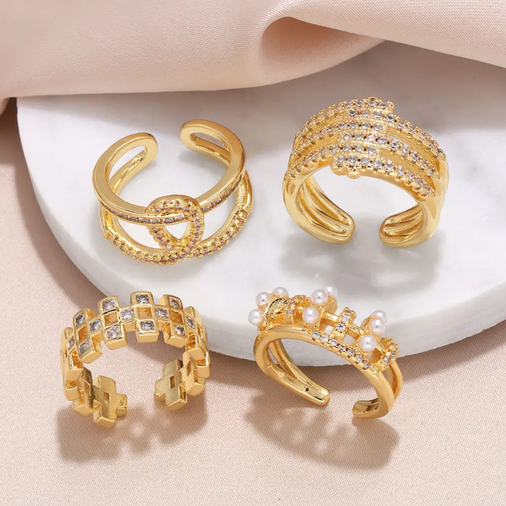 OCESRIO-Fashion-Mini-White-Crystal-Rings-for-Women-Copper-Gold-Plated ...