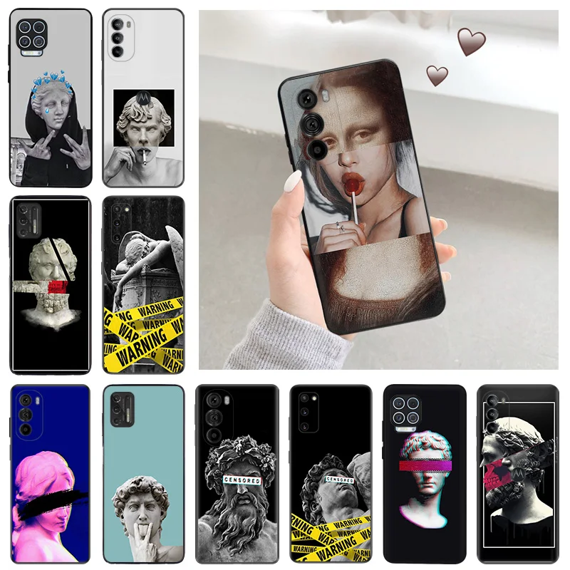 Funda-de-tel-fono-negra-de-silicona-con-estatua-de-David-Renaissance ...