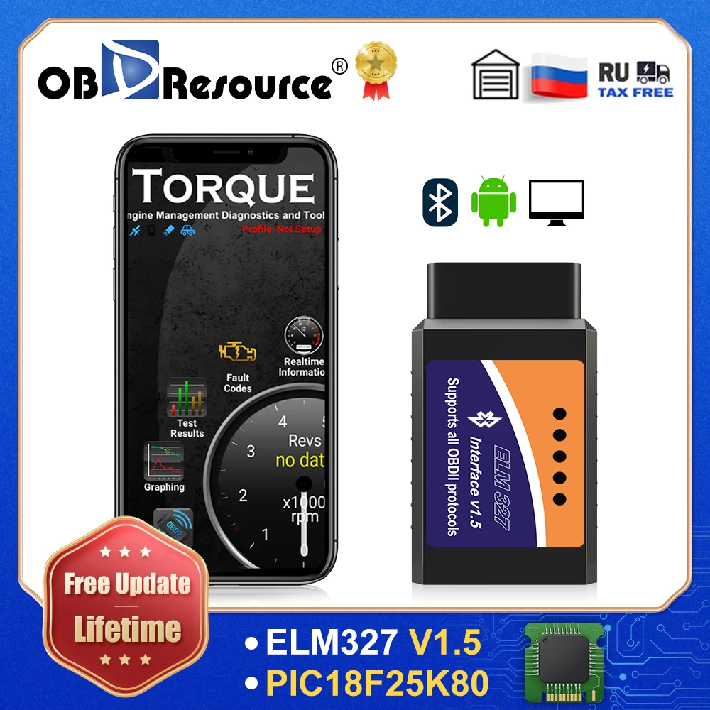 ELM327 PIC18F25K80 OBD2 블루투스 EML 327 V1.5 OBD 스캐너, 자동차 진단 스캐너 도구 OBDⅡ ...