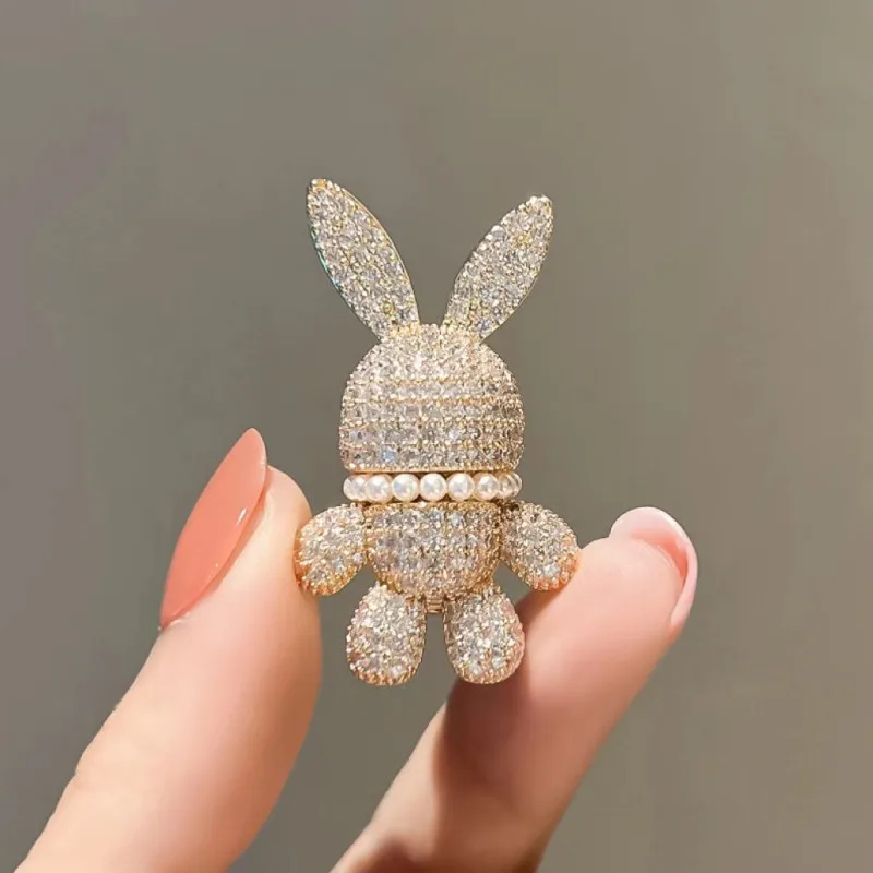 Classic Creative Unique Rabbit Brooches For Women Fashion Crystal Pearl ...