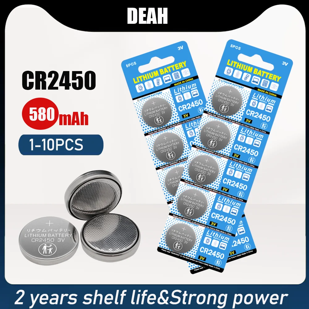 1 10PCS CR2450 CR 2450 DL2450 BR2450 LM2450 KCR5029 Button Coin Cell ...