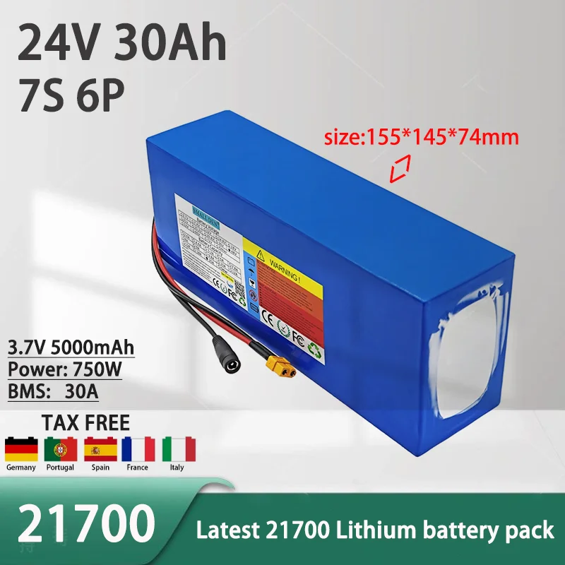 New-24V-30Ah-21700-7S6P-lithium-ion-battery-pack-with-750W-high-power ...
