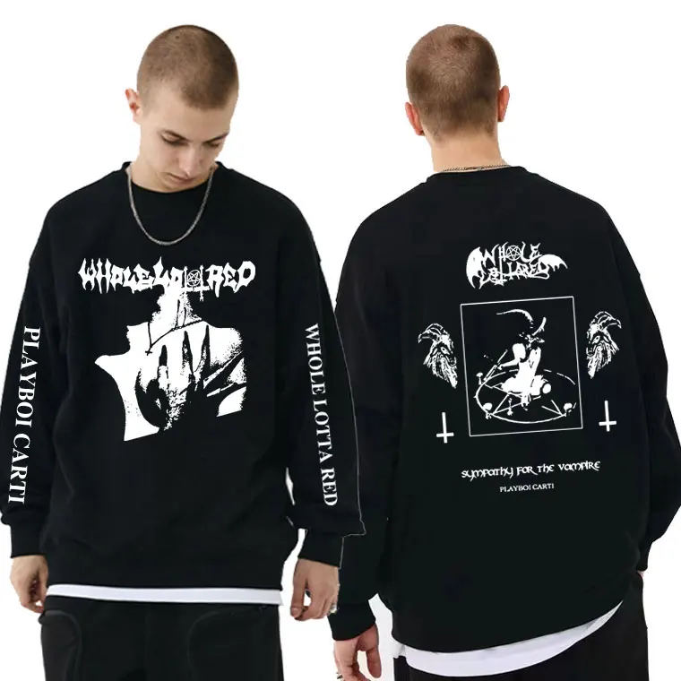 Rapper Playboi Carti Male Devil Satan 양면 프린트 맨투맨 전체 로타 레드 음악 맨투맨, 남성 여성 ...