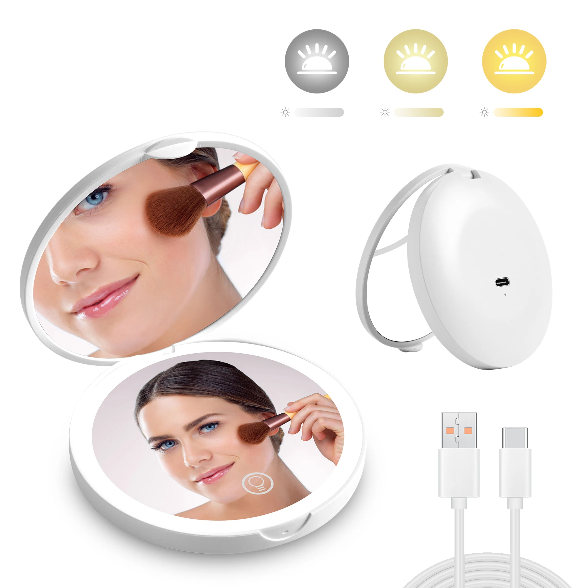 Personalized-Small-LED-Light-Cosmetic-2-Side-Folding-Makeup-Compact ...