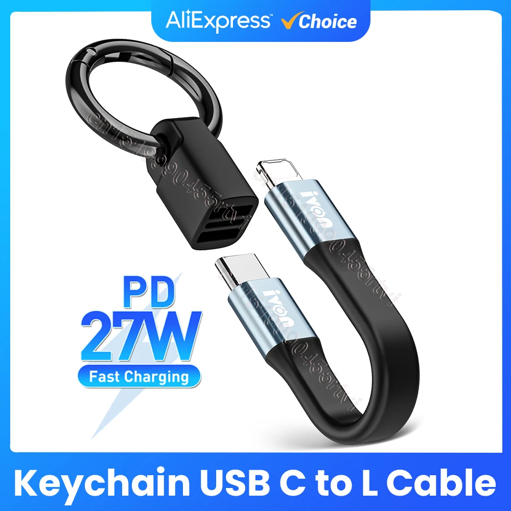 PD27W Keychain USB Type-C Fast Charging Data Cable For iPhone 14 13 12 ...