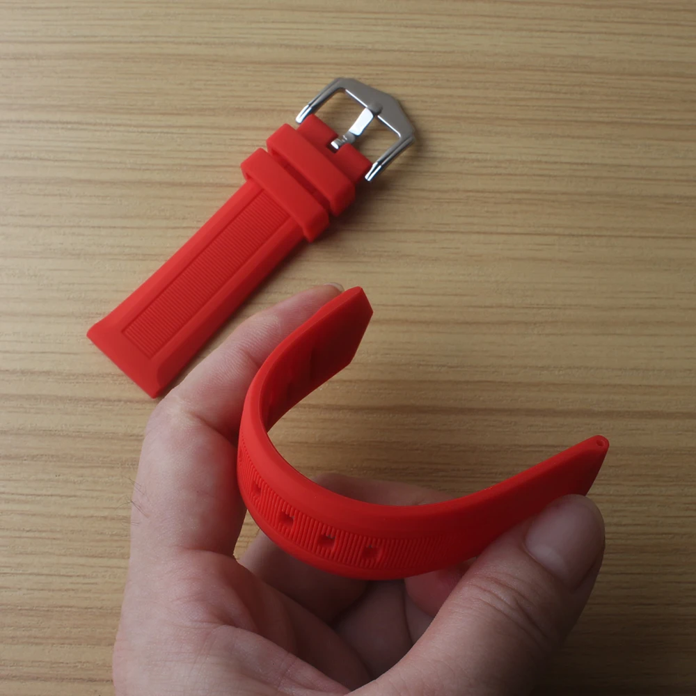 Big width Watchbands Strap Silicone Rubber Watch bands Black Blue White ...