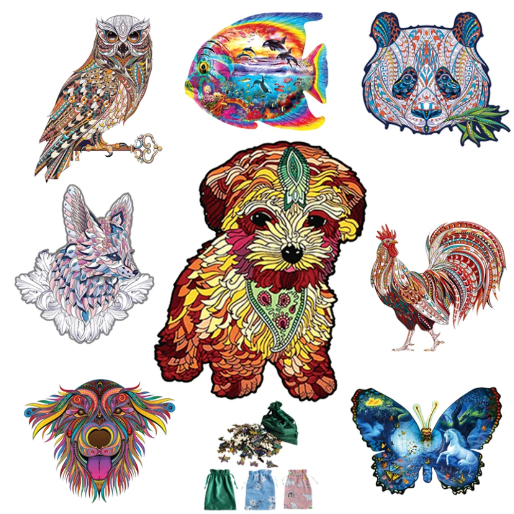 Beauty-butterfly-Wooden-Jigsaw-Puzzle-Parrot-rooster-panda-Children-s ...