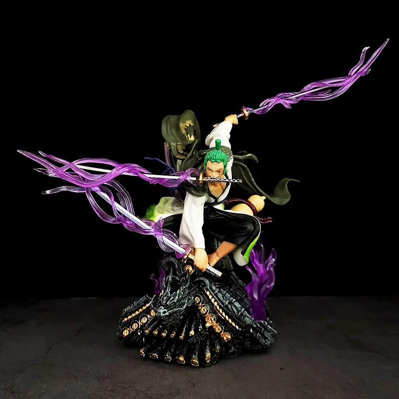 21CM Anime One Piece Roof Sauron Three Knife Flow Zoro with Box PVC ...