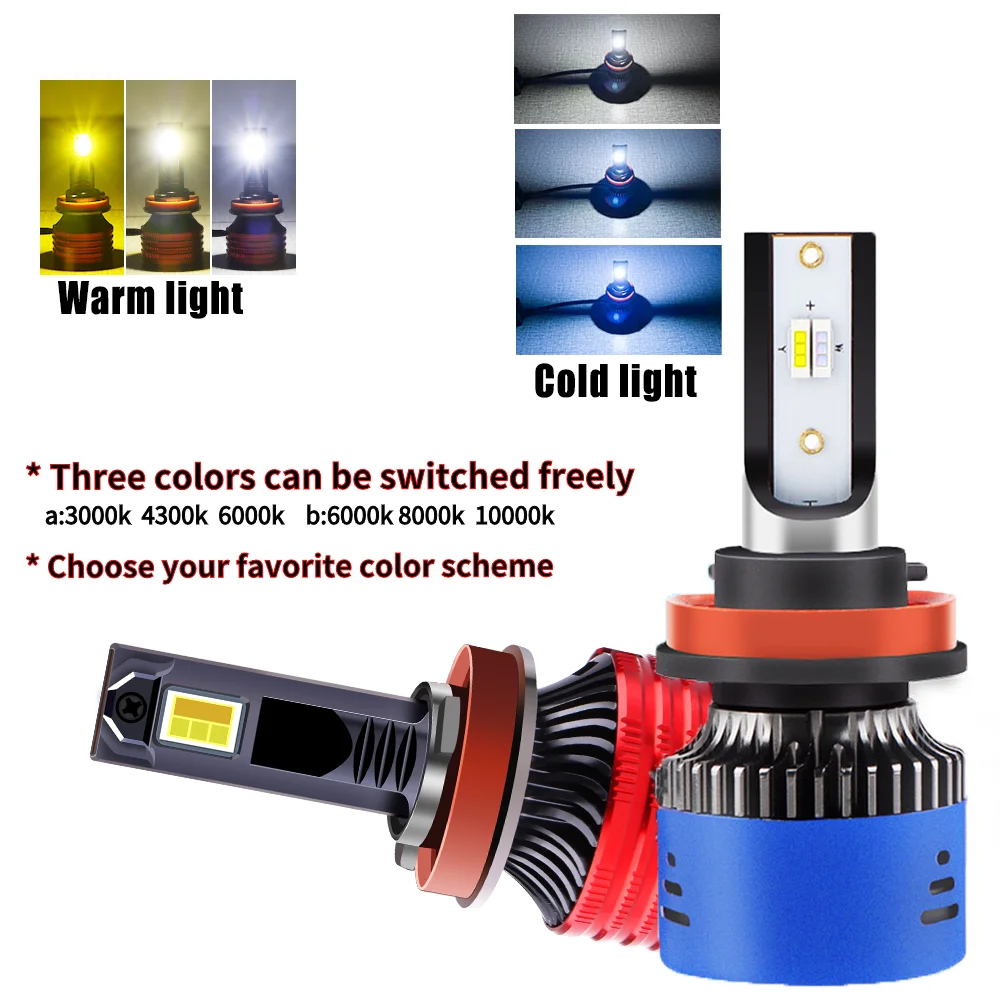 3-Colors-Car-LED-Changing-A-3000K-4300K-6000K-LED-Headlight-Front ...