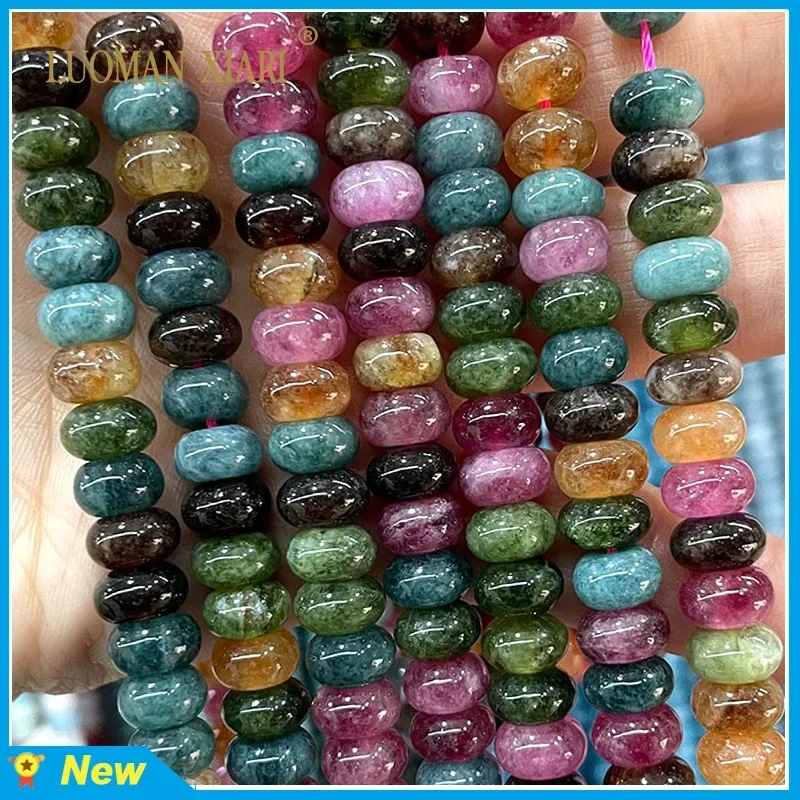 5x8MM Natural Stone Rondelle Colorful Tourmaline Abacus Round Loose ...