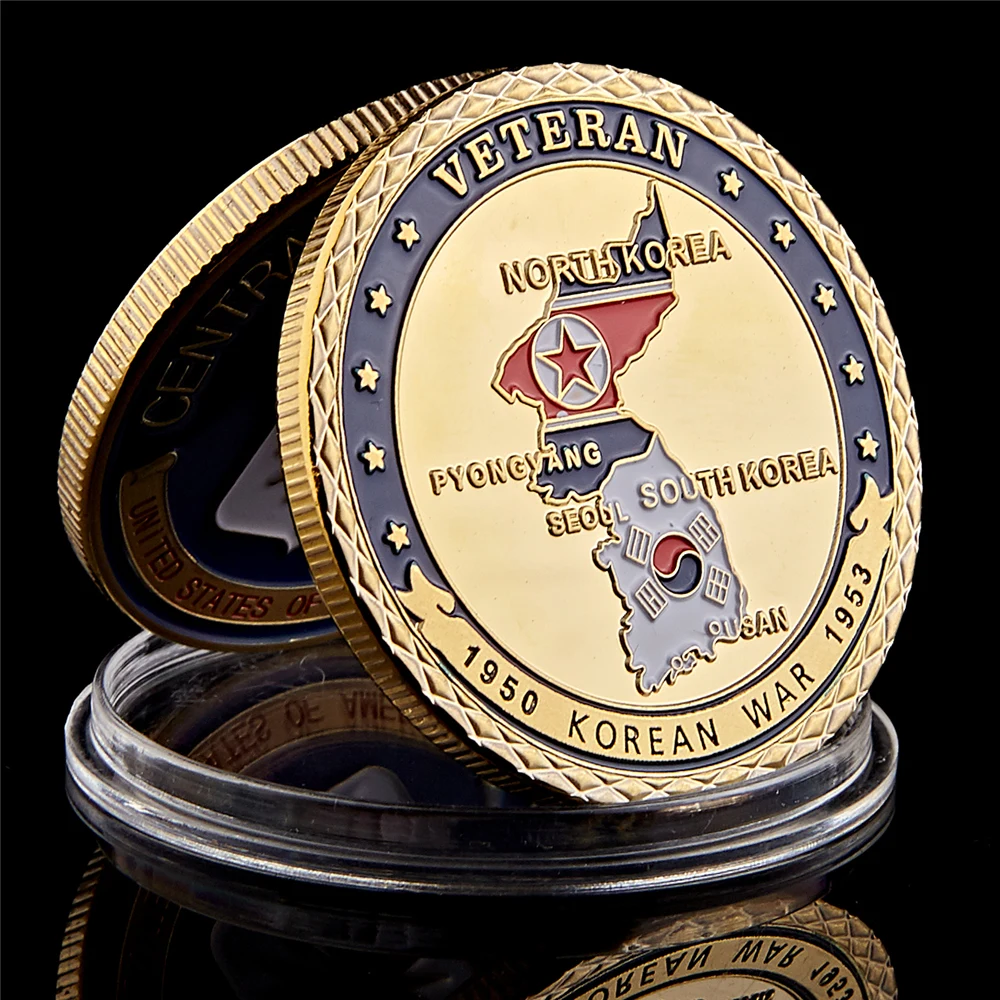 1950-1953-WWII-Korean-War-Veteran-Gold-Plated-Challenge-Coin-USA-Medal ...