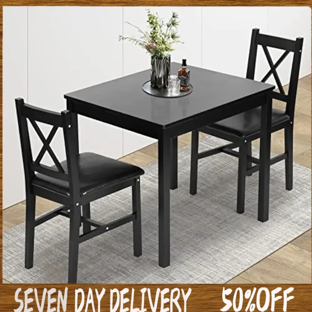 Able-Set-3-Piece-Dining-Table-Set-Sturdy-Wooden-Square-Table-and-Chair ...