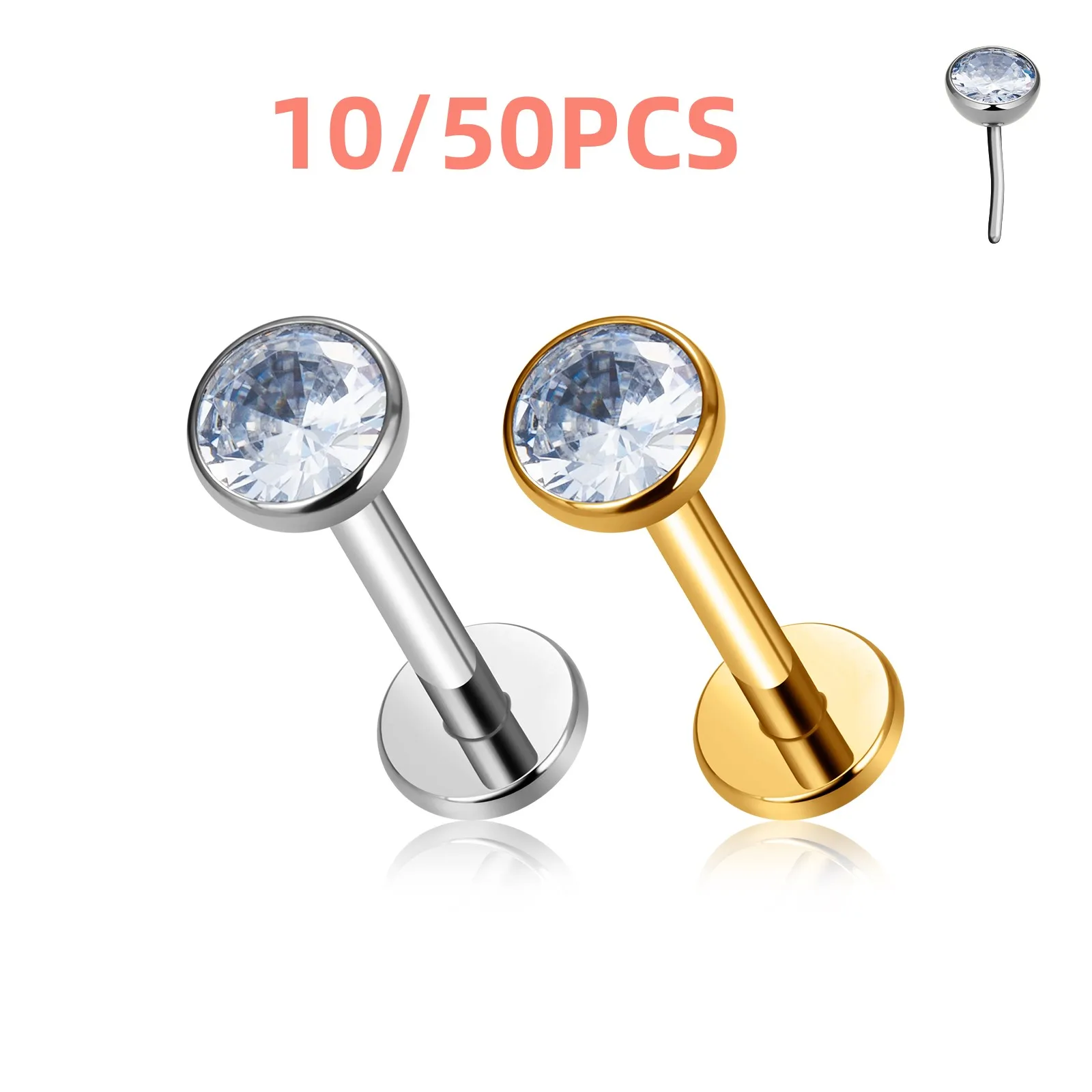 10/50PCS G23 Titanium Insertion Lip Nail Ear Cartilage Nail Classic ...