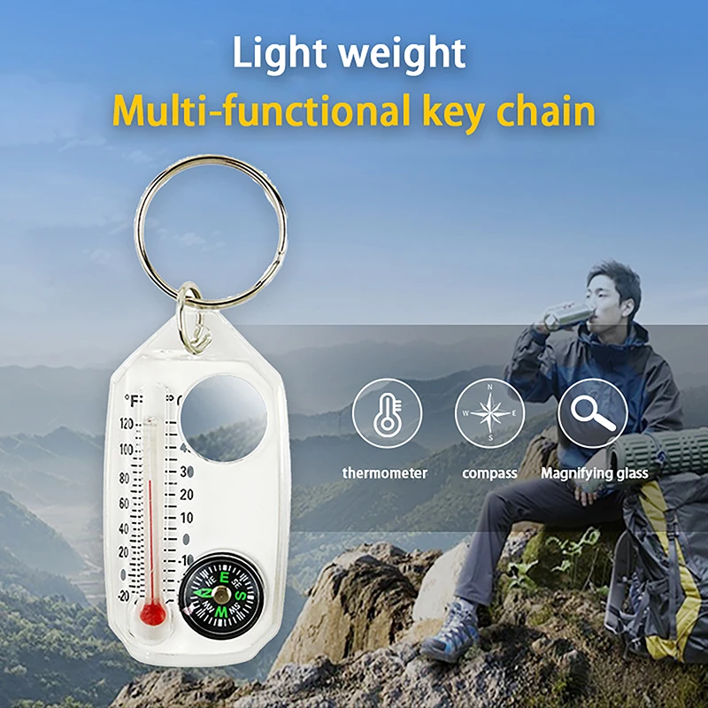 Outdoor-Mountaineering-Buckle-Compass-Pointer-Mini-Keychain-Thermometer ...