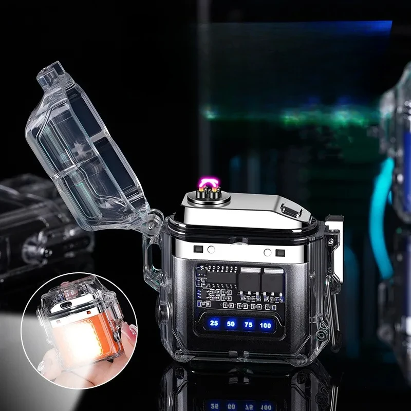 Mechero-electr-nico-USB-de-doble-arco-transparente-iluminaci-n-COB-de ...