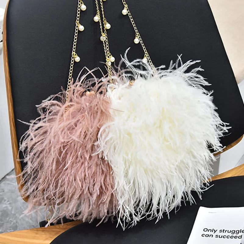Luxury Ostrich Feather Evening Bags for Women, Female Party Wedding ...