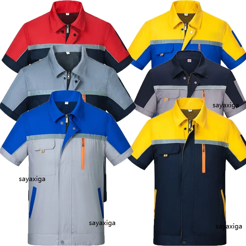 Summer Short-Sleeve Workwear Men's Thin Breathable Factory Workshop ...