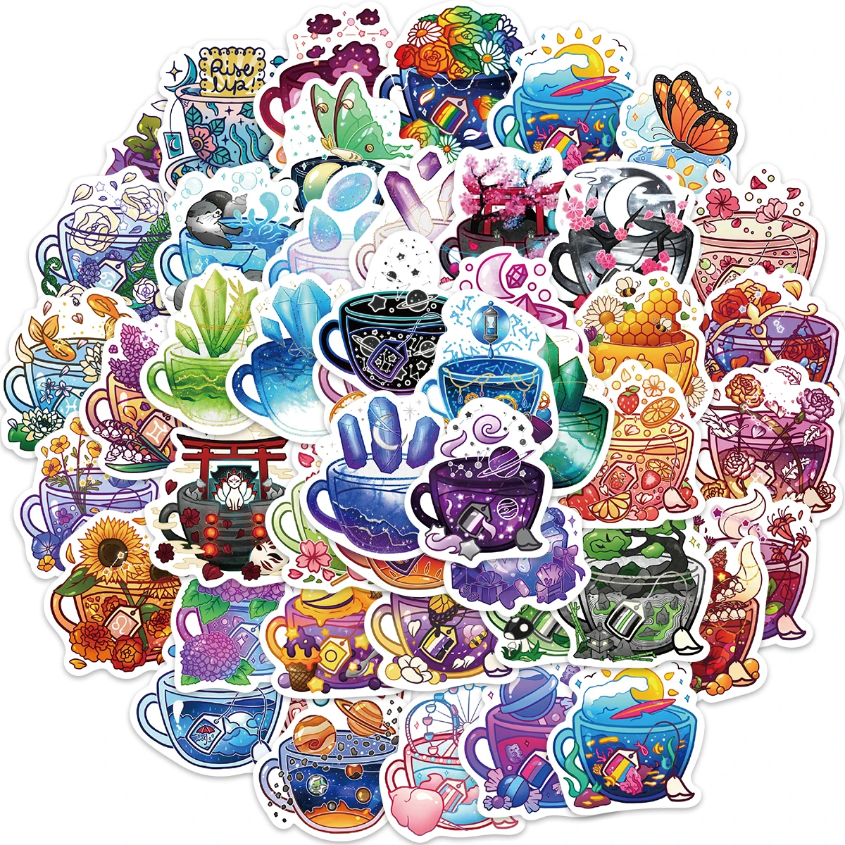 10-20-49pcs-Cartoon-Colorful-Cups-Flowers-Drink-Stickers-For-Kids ...