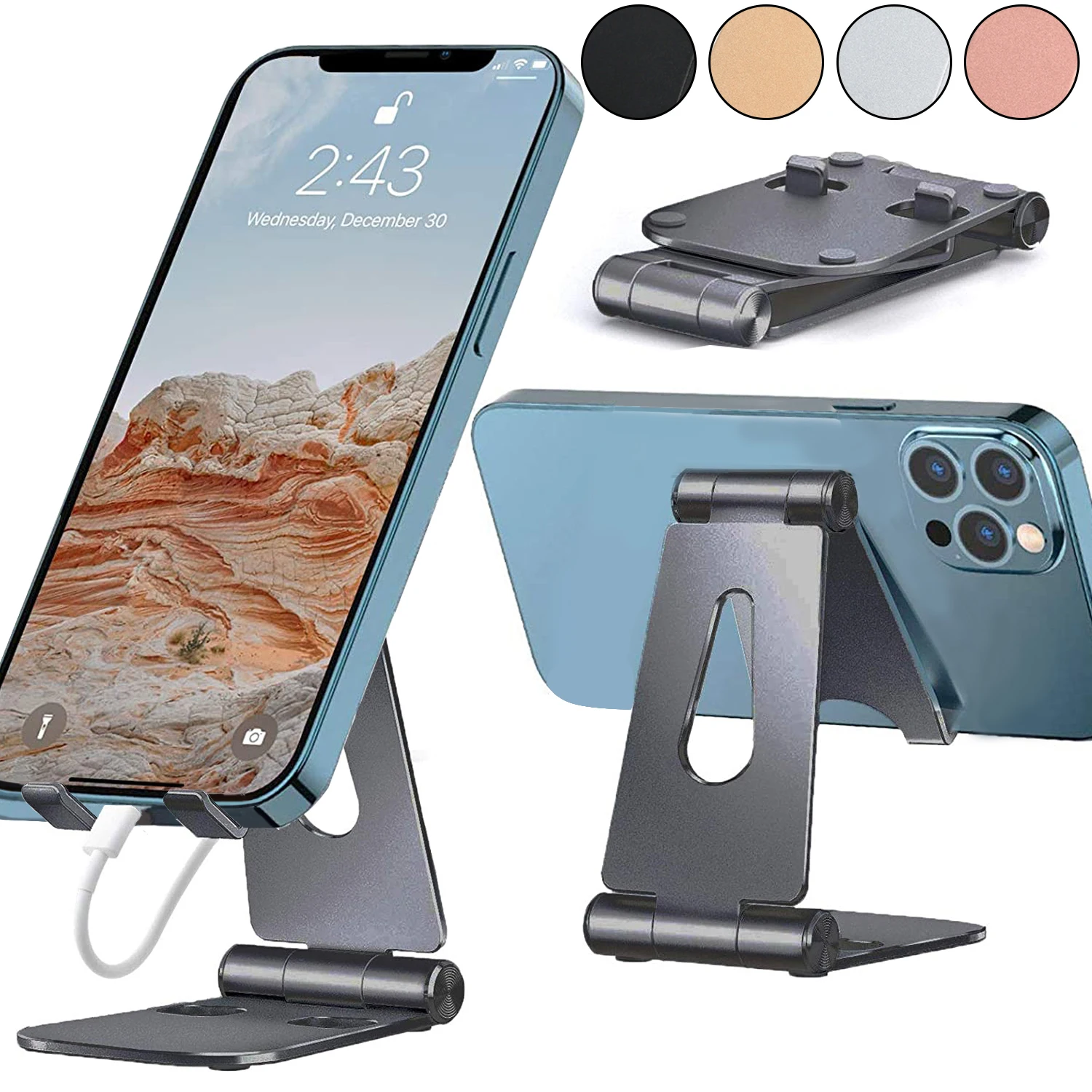 Adjustable-Cell-Phone-Holder-Fully-Foldable-Swivel-Phone-Stand-Multi ...