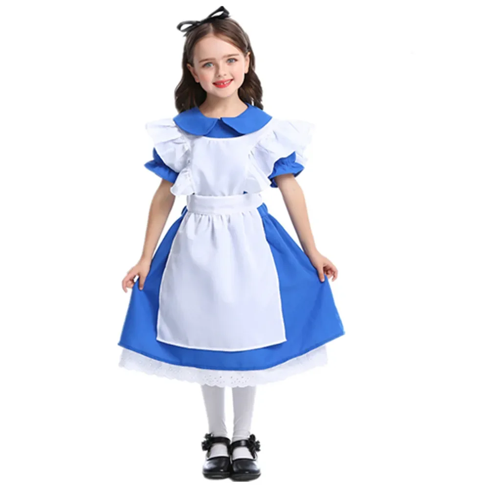 Halloween Kids Girls Alice In Wonderland Blue Costume Full Set of ...