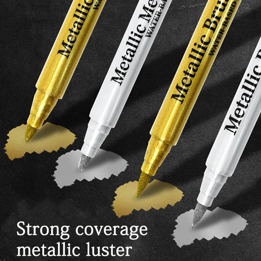 8-4pcs-Metallic-Marker-Set-Waterproof-Permanent-Paint-Pen-Soft-Brush ...