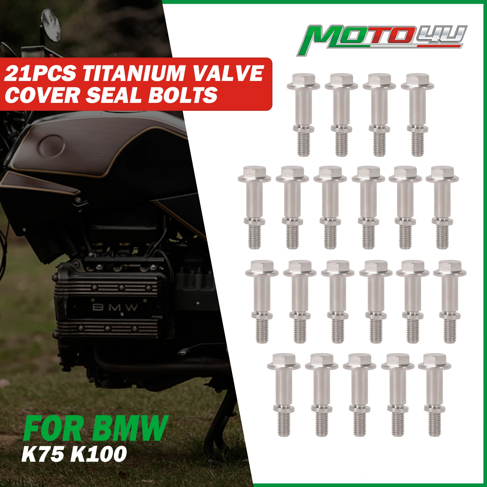 21PCS Titanium Motorcycle Valve Cover Seal Bolts Engine Screw 16V Cafe ...