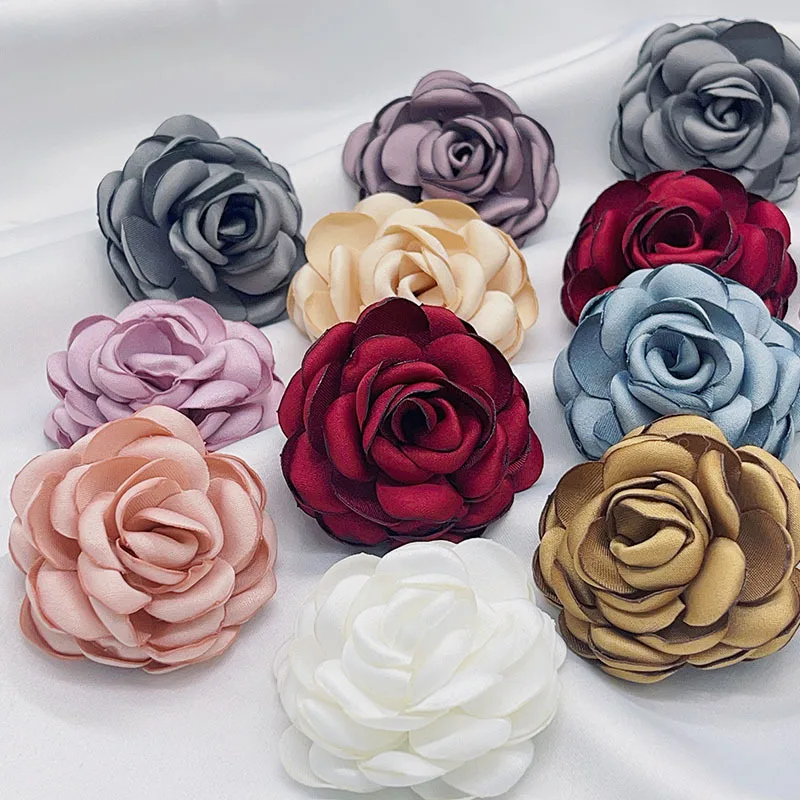 Beige Series Camellia Rose Fabric Artificial Flower Patch Head For ...