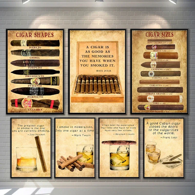 Vintage-Cigar-Whiskey-Knowledge-Retro-Poster-Bar-Pub-Cafe-Decoration ...