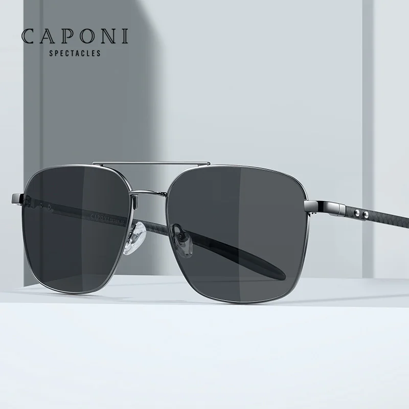 CAPONI-Photochromic-Sunglasses-For-Men-Alloy-Carbon-Firber-Polarized ...