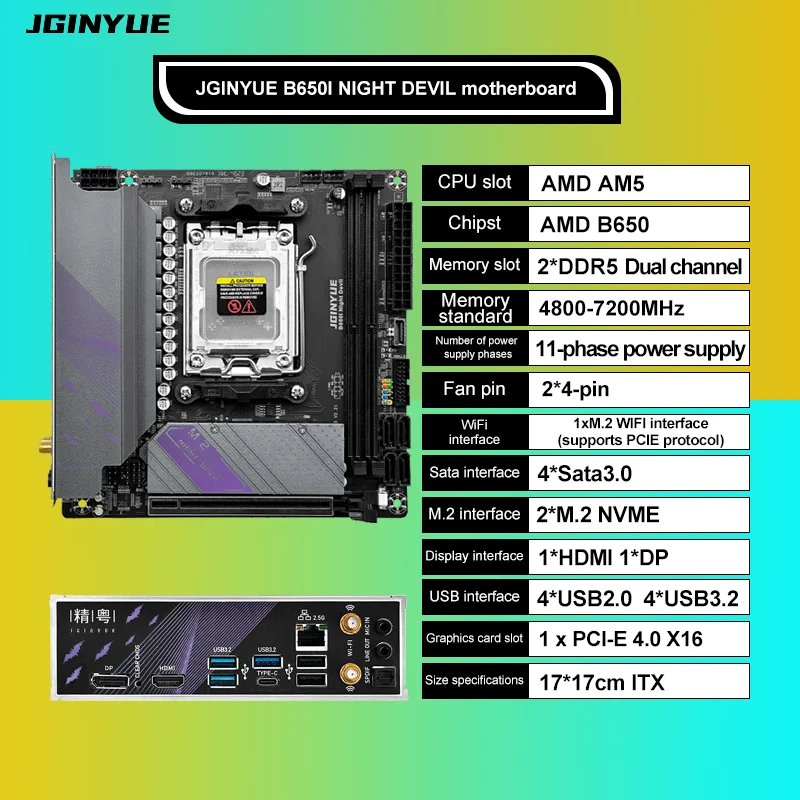 JGINYUE AM5 Motherboard supports AMD Ryzen 7000 series CPU processors ...